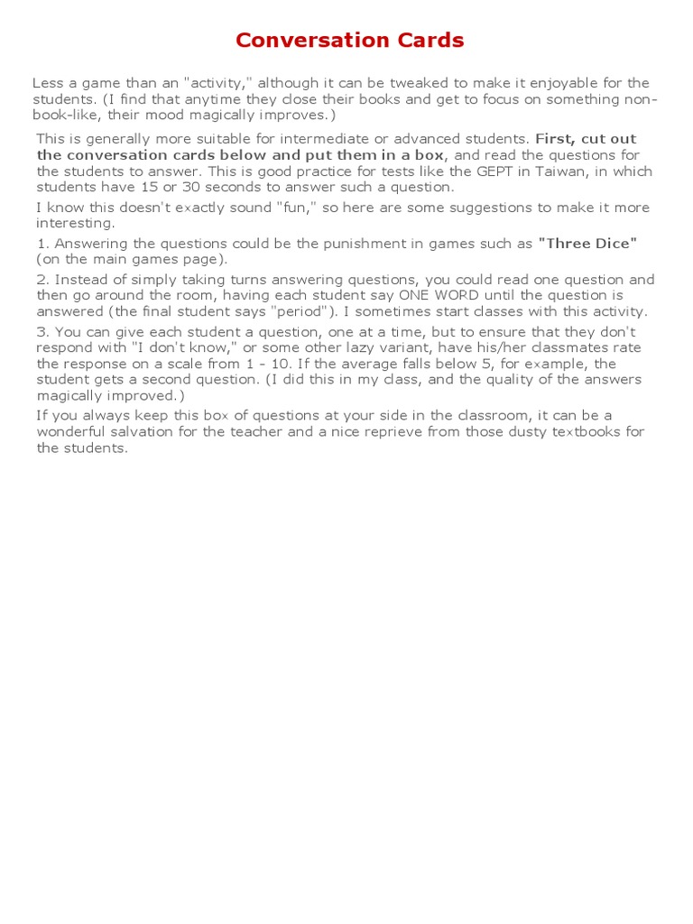 Conversation Cards | PDF