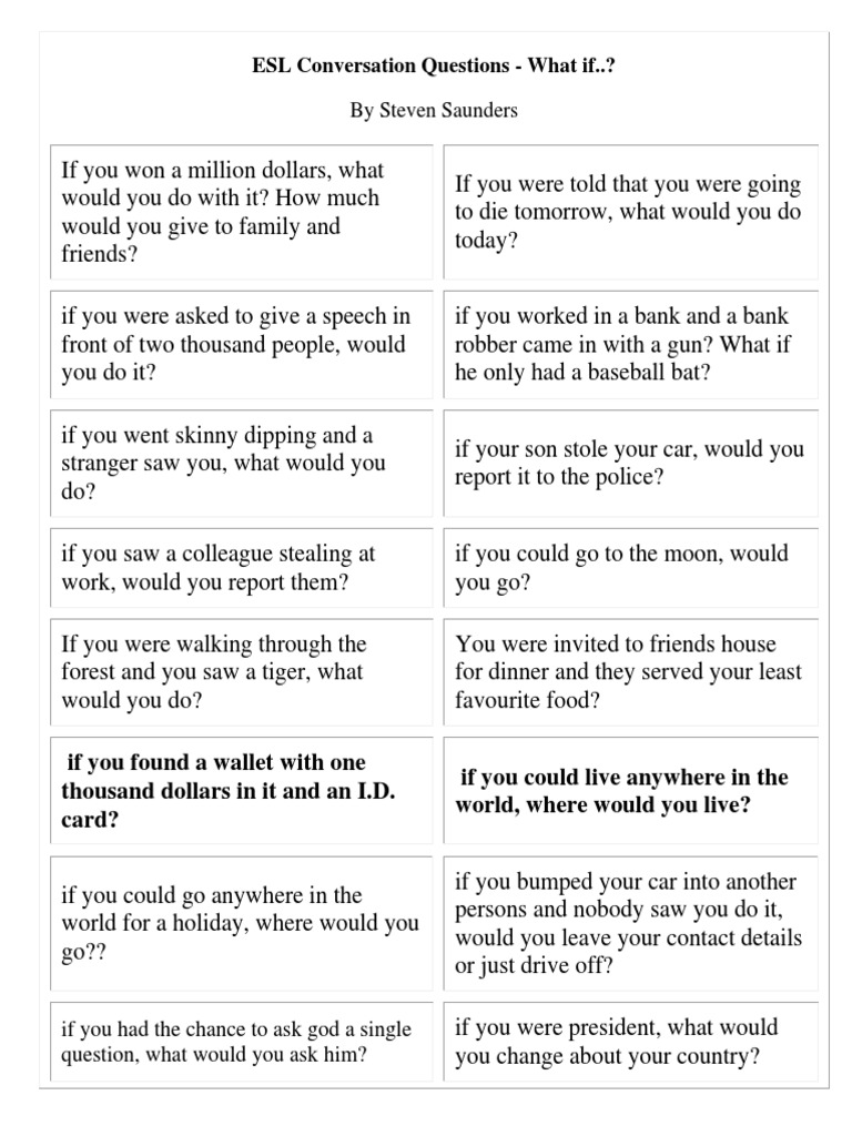 ESL "What If" Conversation Questions | PDF