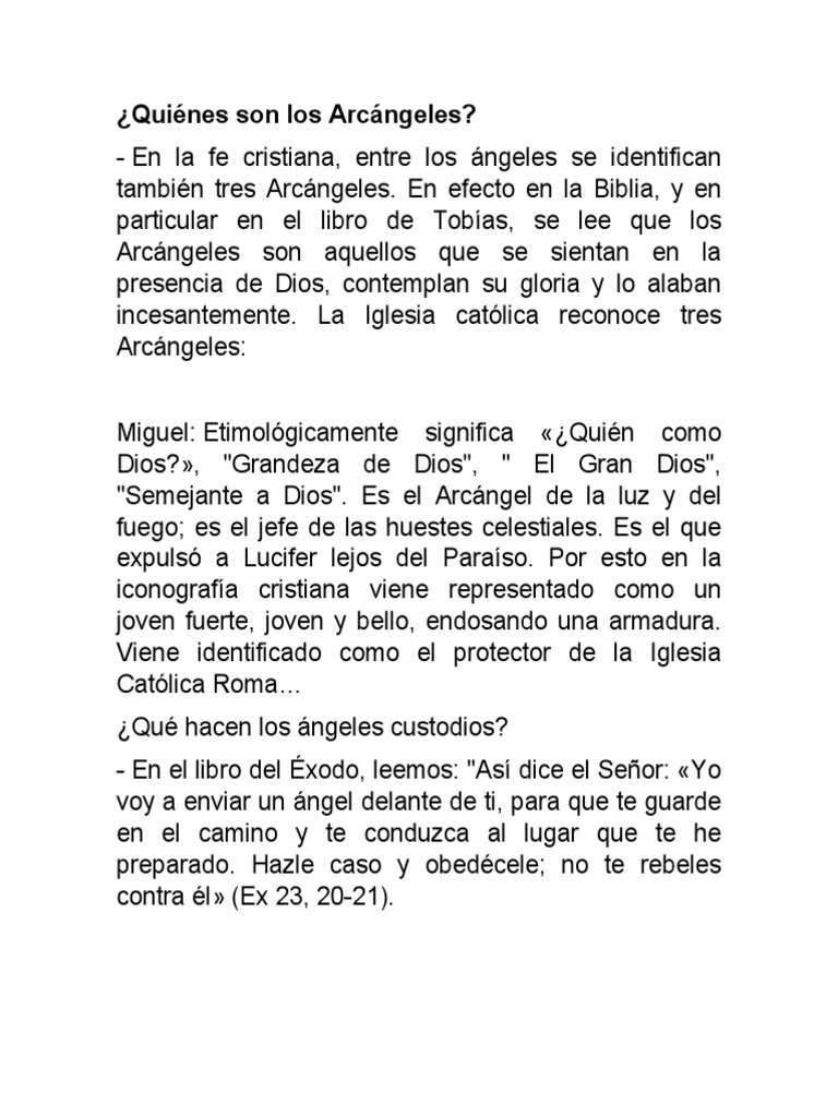 Quiénes Son Los Arcángeles | PDF | Ángel | Biblia