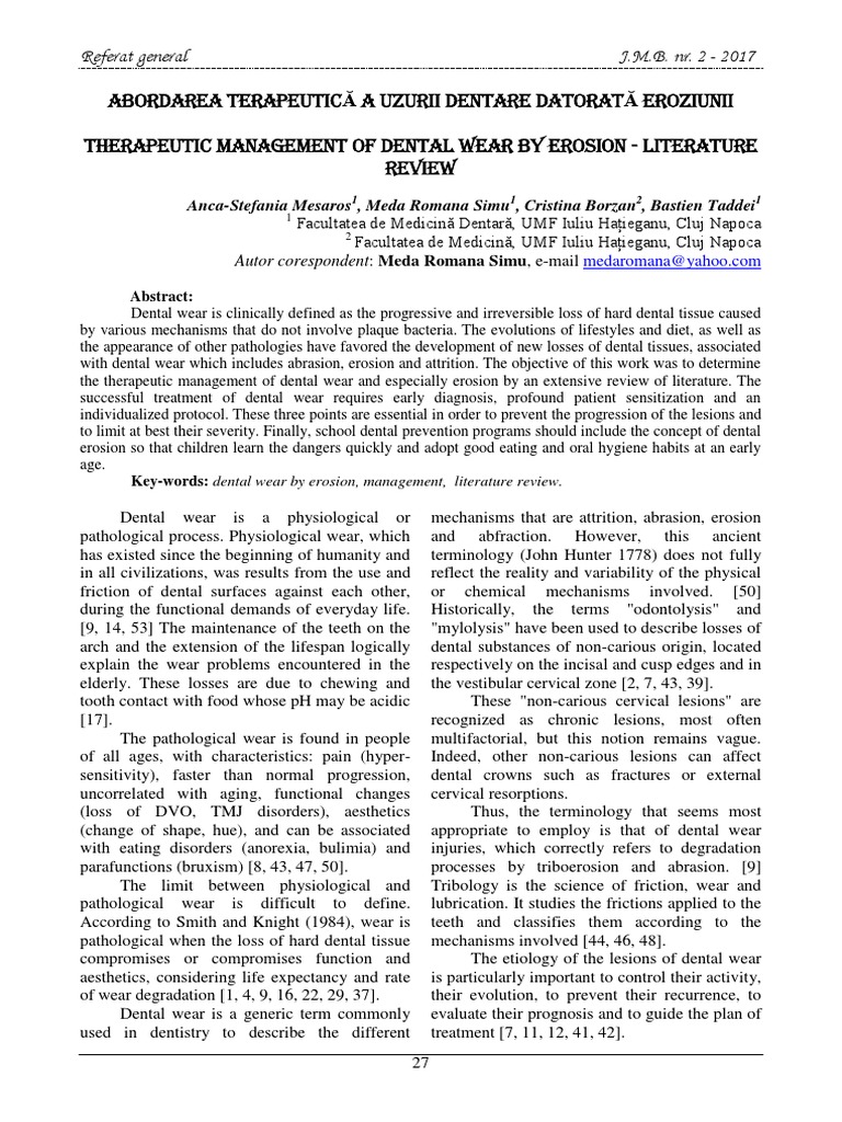 01 - 05 - Referat General - Uzura Dentara2017 | PDF | Health Sciences | Medical Specialties