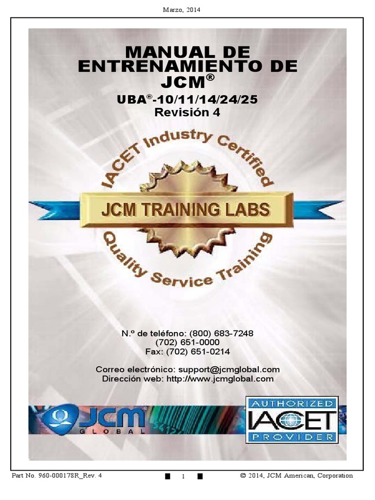 Manual de Entrenamiento de JCM Uba 10 11 14 24 25 Revision 4 | PDF | Calibración | Unidad ...