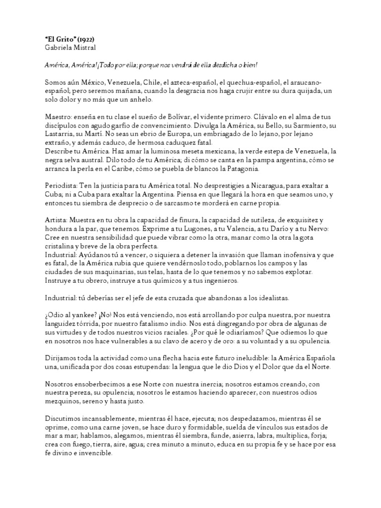 9-Gabriela Mistral-El-Grito | PDF