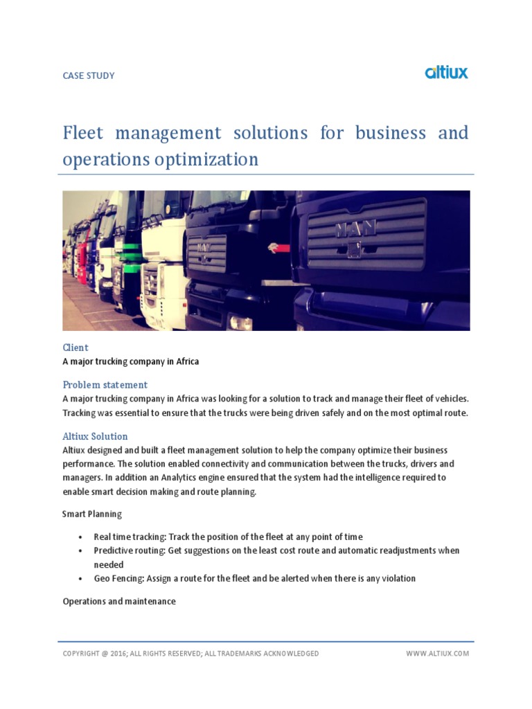 Altiux Case Study - Fleet Management Solution | PDF | Internet Of ...