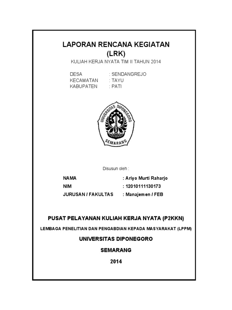 Laporan Rencana Kegiatan LRK KKN Jurusan Edit | PDF