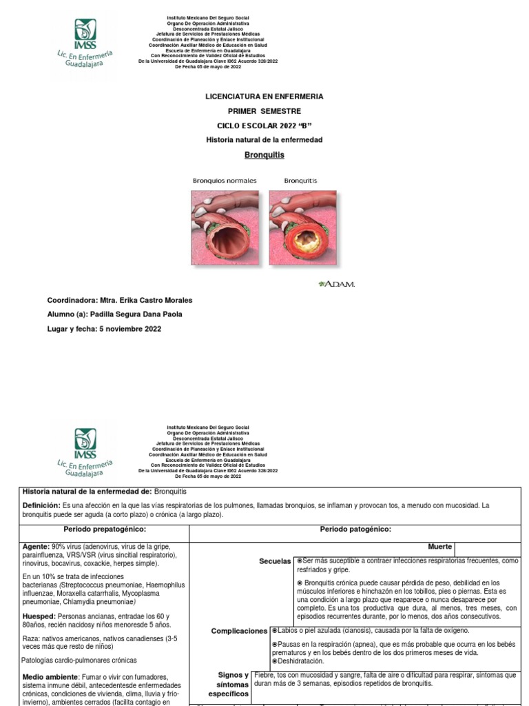 Historia Nat. de La Enfermedad Bronquitis | PDF | Tos | Asma