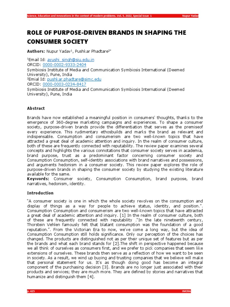 139 Role of Purpose Driven Brands in Shaping The Consumer Society ...