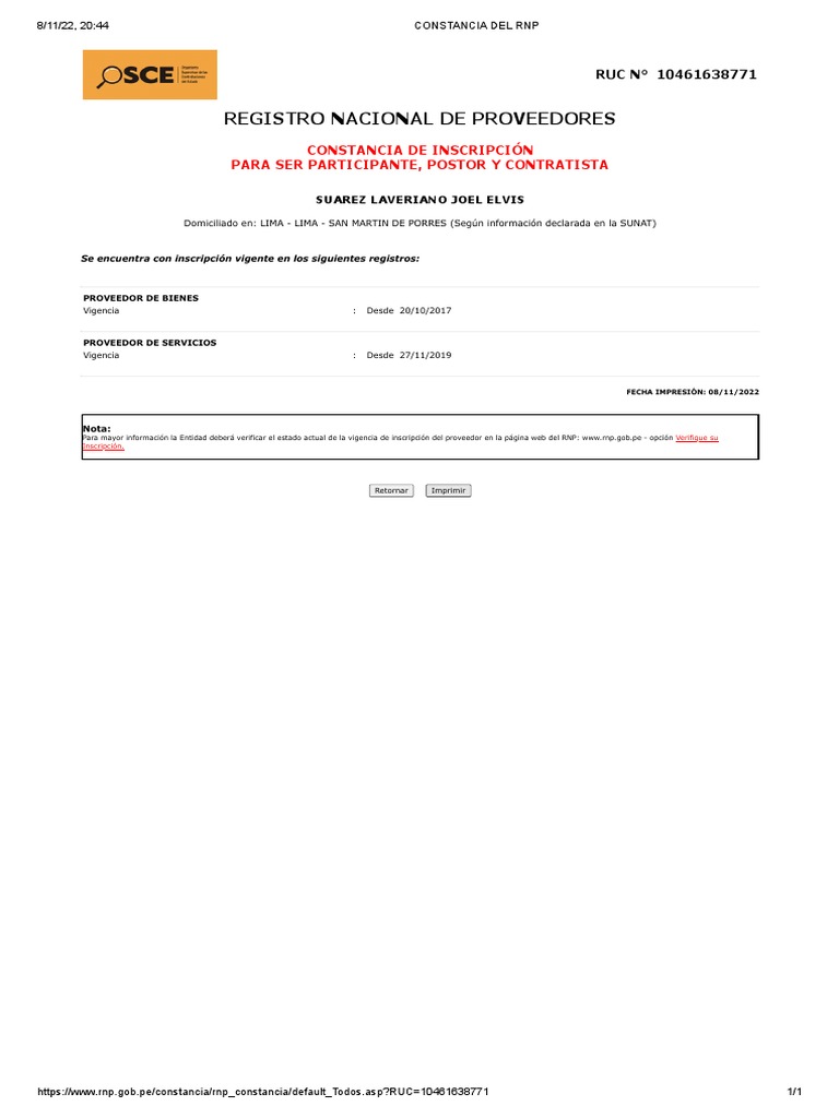 Constancia Del RNP | PDF