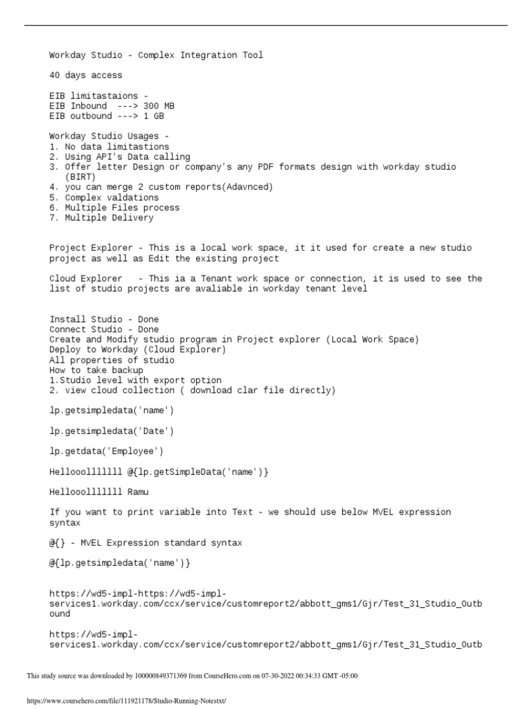 Workday Studio Integration Guide | PDF | Information Technology | Computing