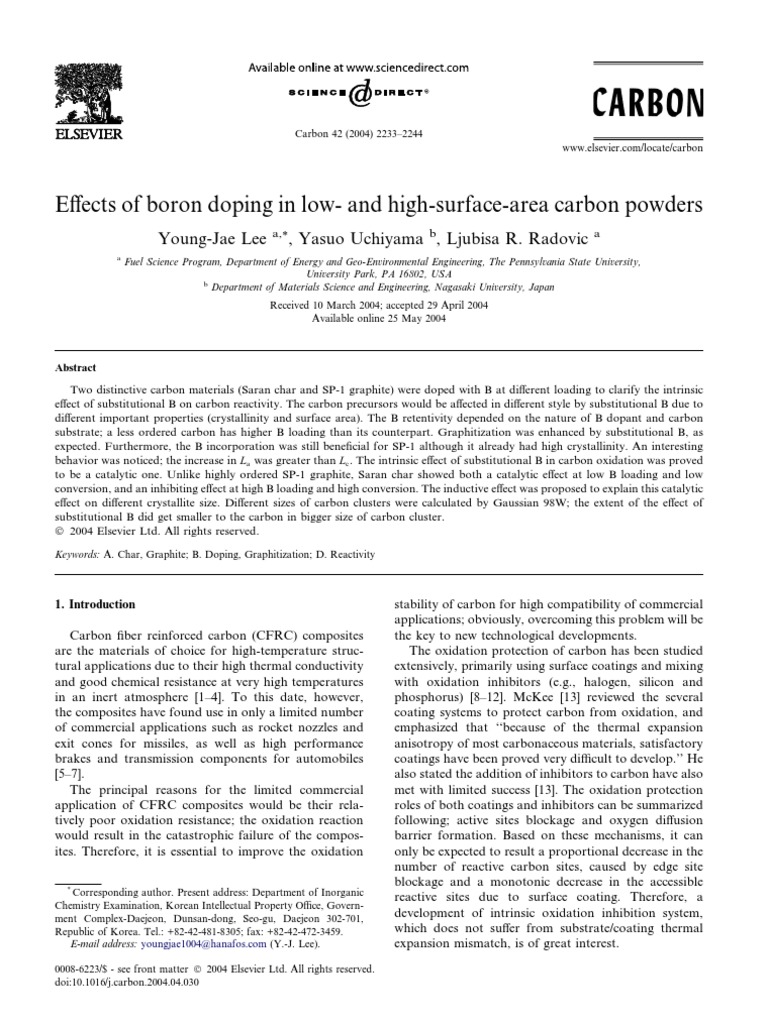 Effects of Boron Doping in Low - and High-surface-Area Carbon Powders ...