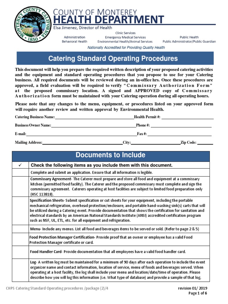 Catering SOP 020119 | PDF | Menu | Foods