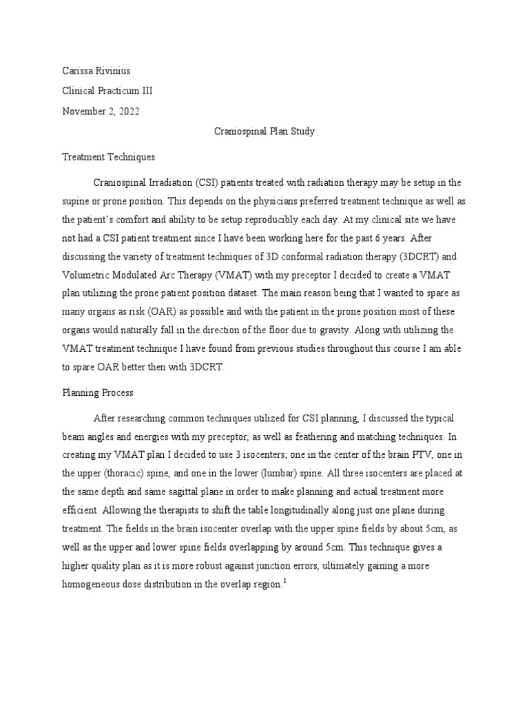 Csi Plan Study Weebly | PDF | Radiation Therapy | Clinical Medicine