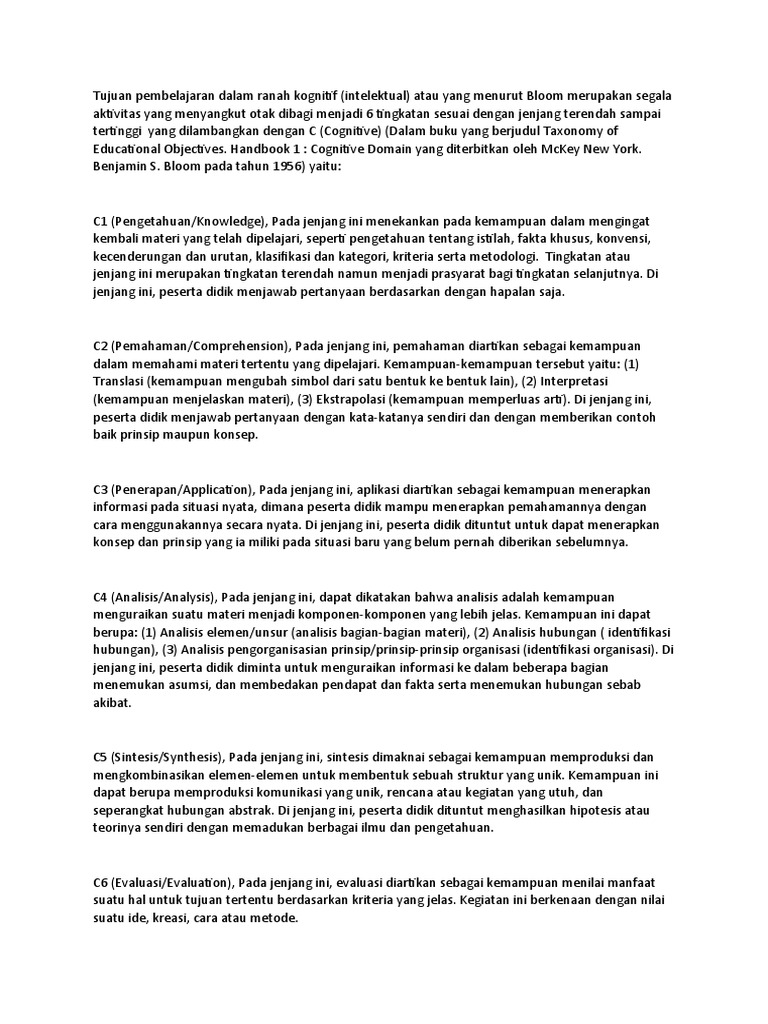 Tujuan Pembelajaran Dalam Ranah Kogniti1 | PDF | Sains & Matematika