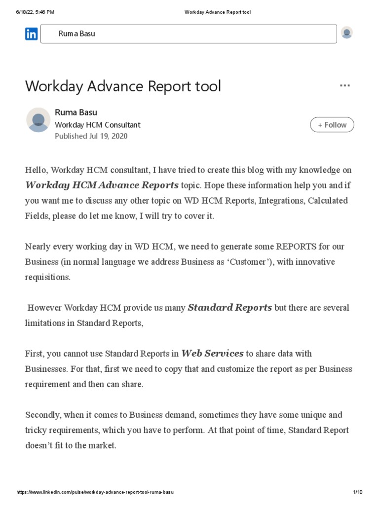 Workday Advance Report Tool | PDF | Analytics | World Wide Web