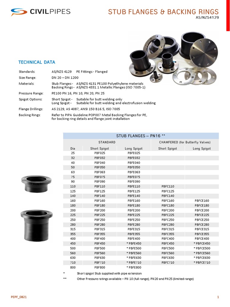 Cps Tds Pe Stub Flanges and Rings | PDF | Building Engineering ...