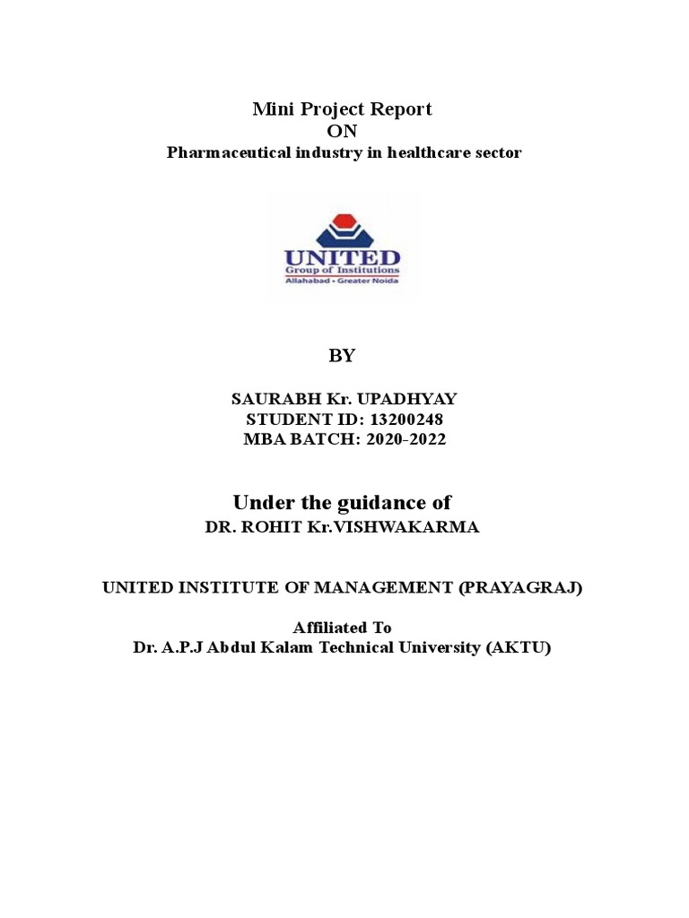 Saurabh KR Upadhayay Mini Project | PDF | Generic Drug | Pharmaceutical Industry
