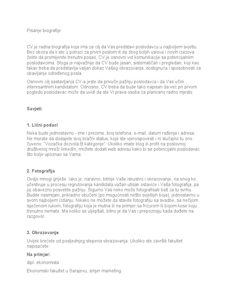 Pisanje Biografije | PDF