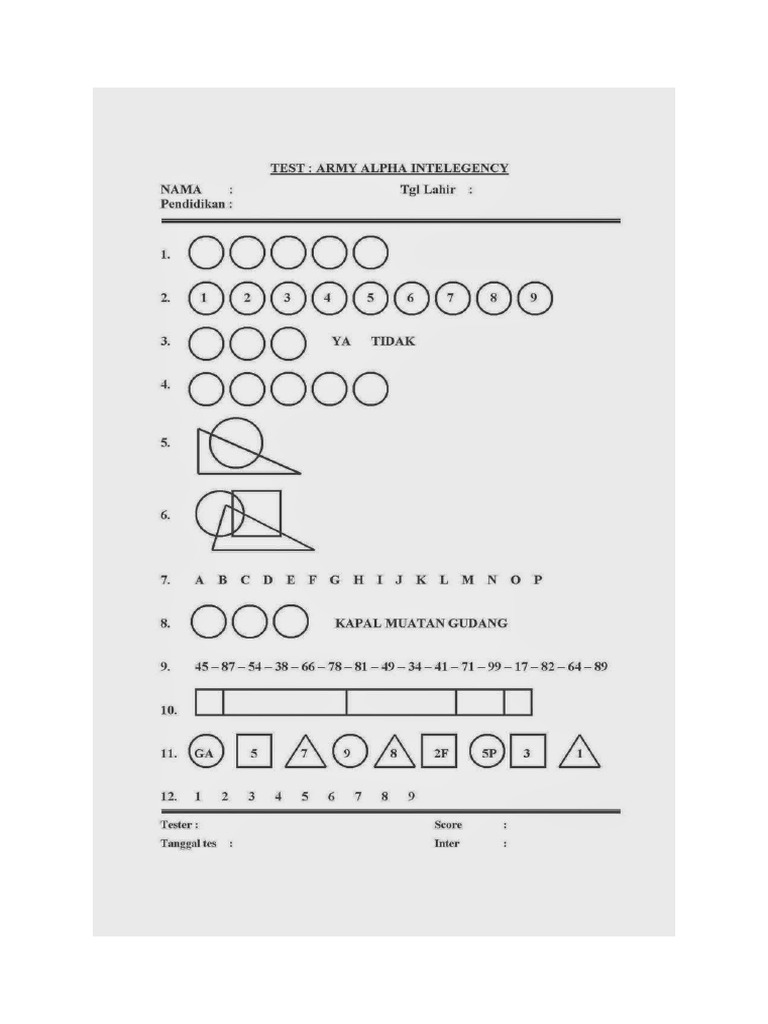 Army Alpha Test | PDF