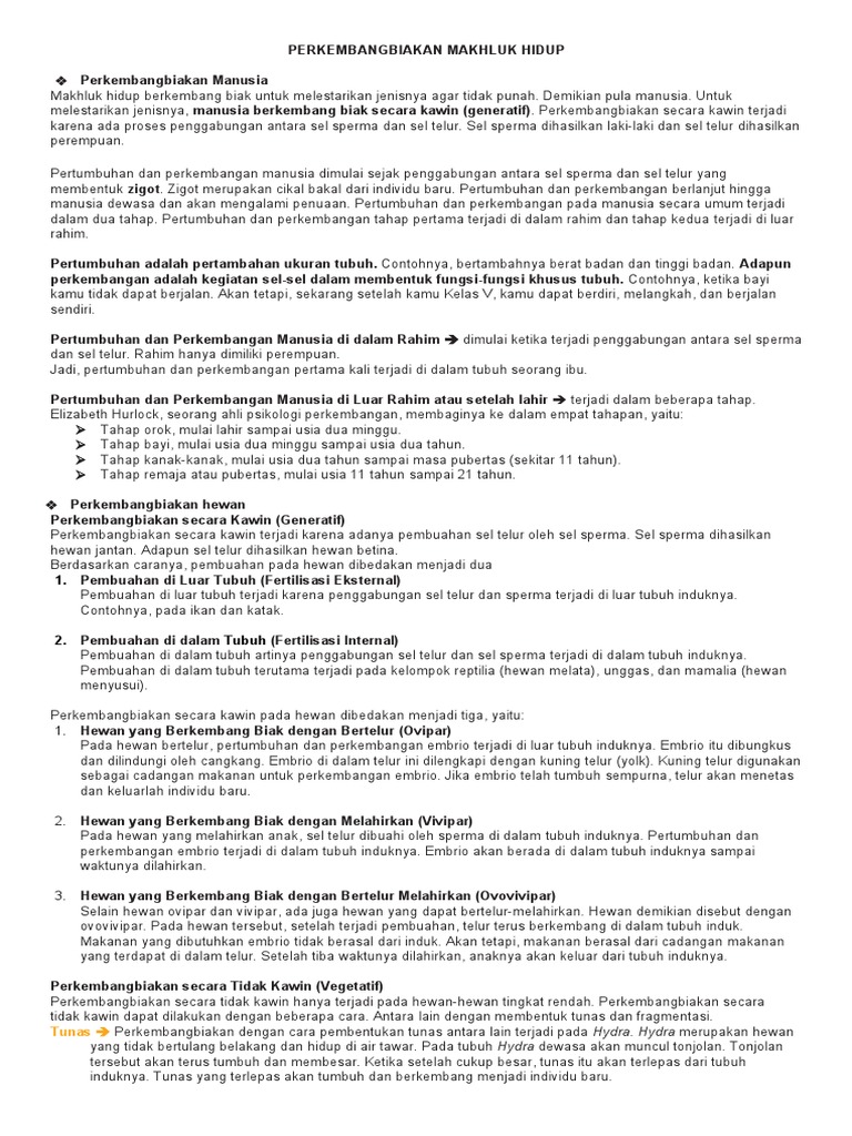 Perkembangbiakan Makhluk Hidup | PDF | Griya & Taman | Kesehatan Holistik