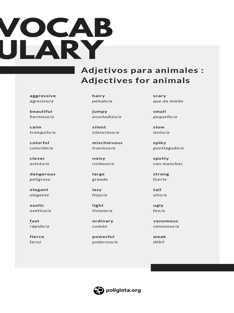 Adjectives For Animals | PDF