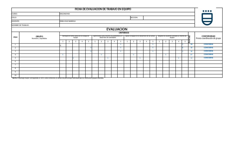 Cuadro de Evaluacion Grupal | PDF