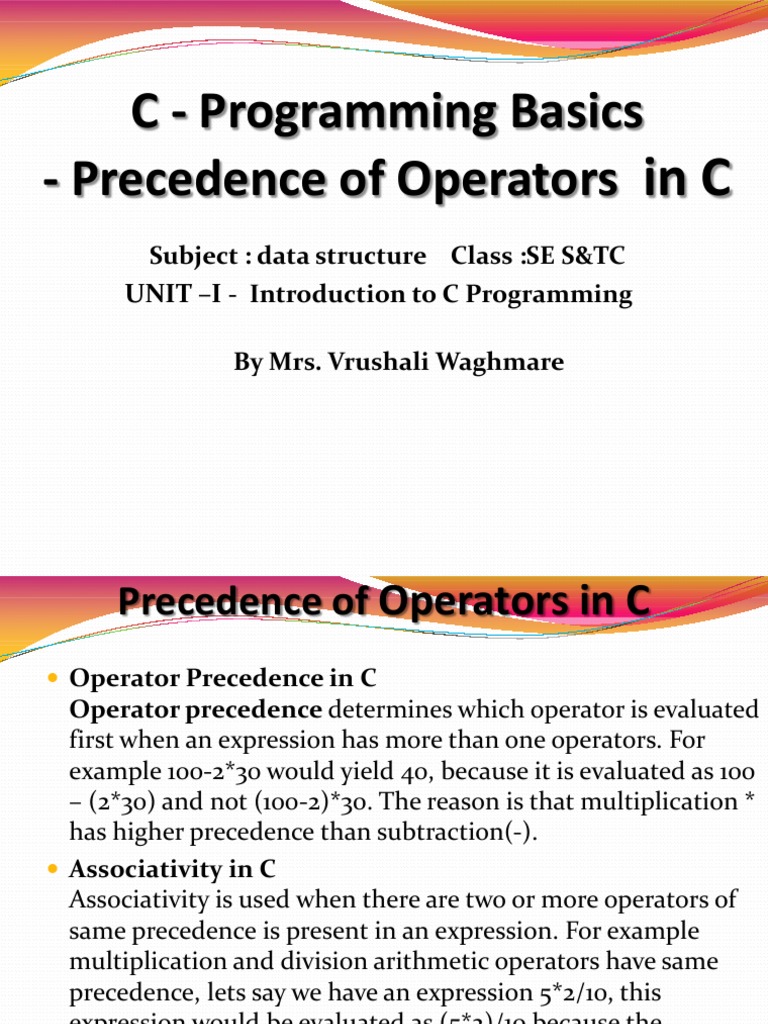 C Operator Precedence Pdf Computer Programming Mathematics