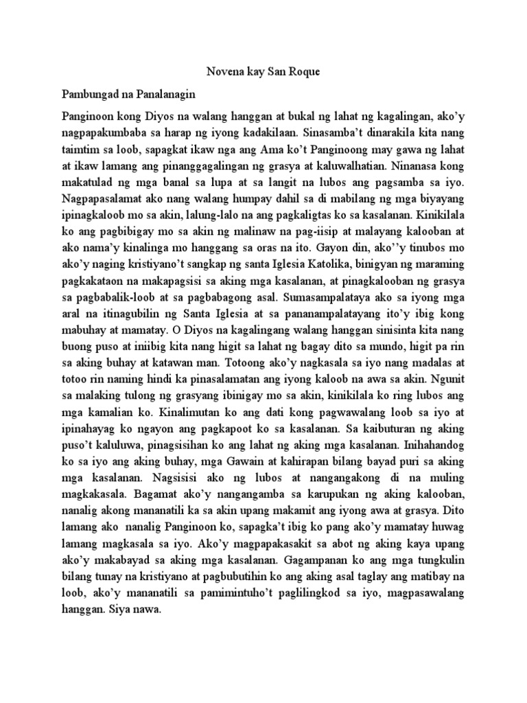 Novena Kay San Roque | PDF