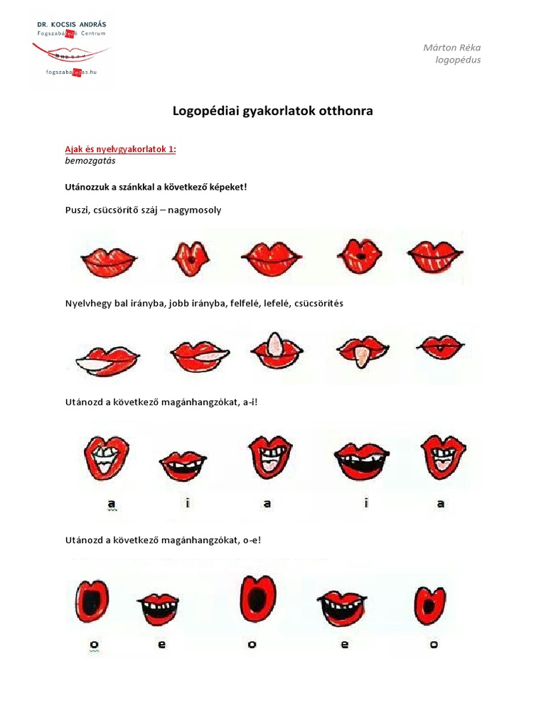 Logopediai Gyakorlatok Otthonra | PDF