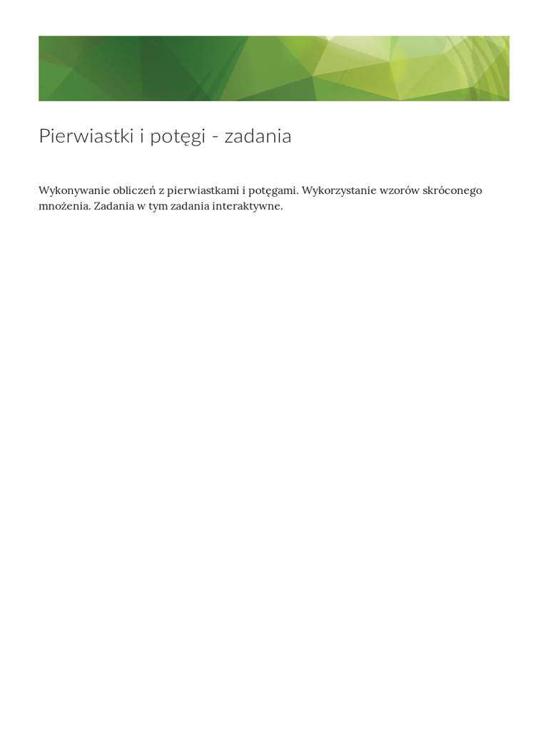 Pierwiastki I Potegi - Zadania | PDF