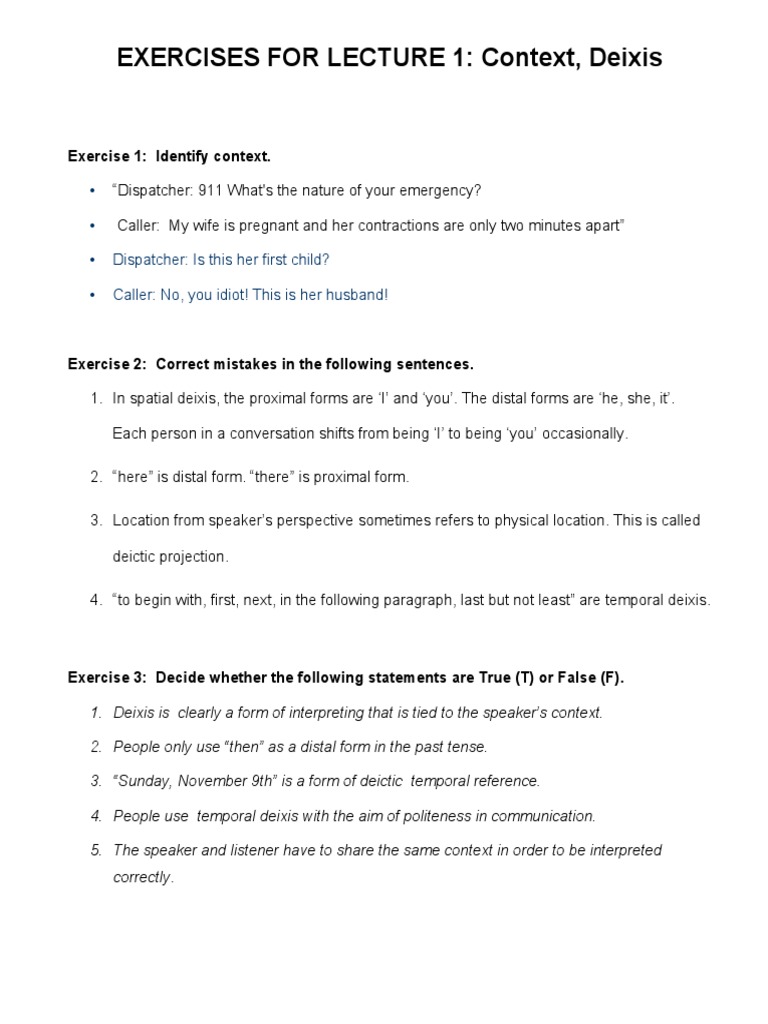 Context, Deixis | PDF