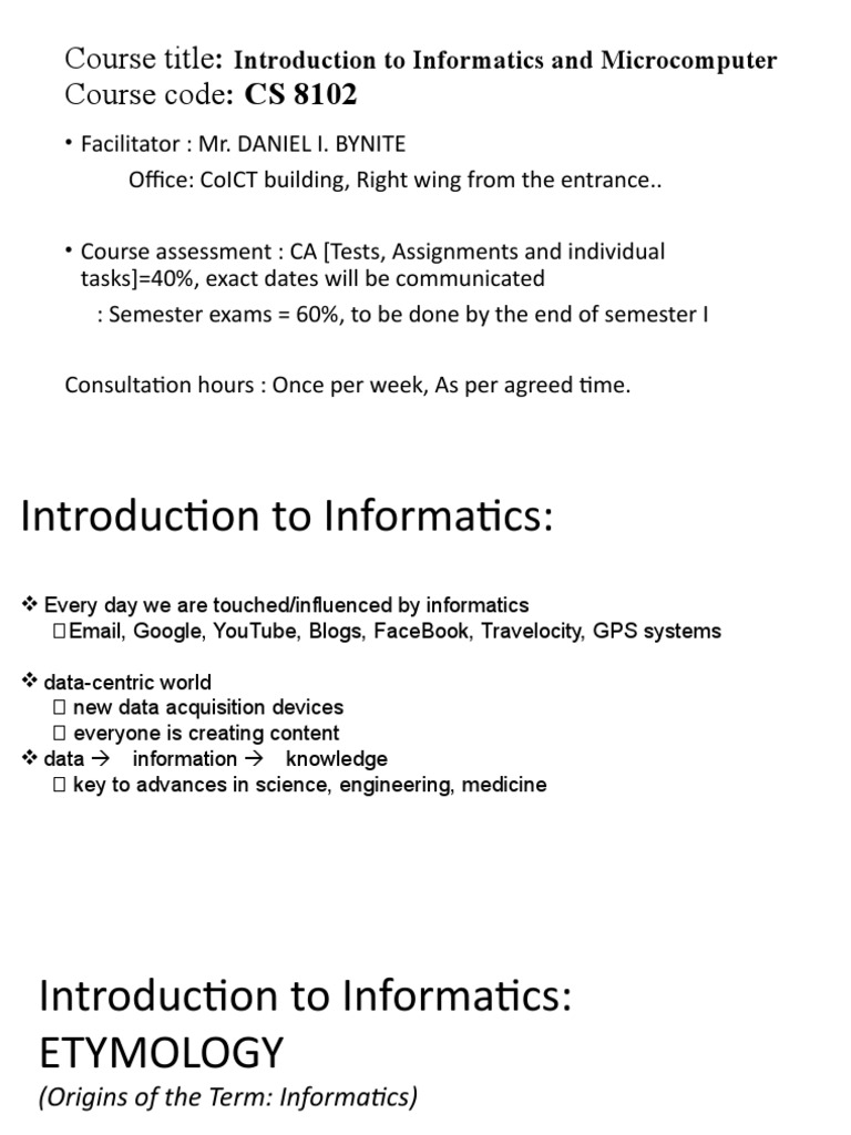 Introduction To Informatics | PDF | Computer Science | Informatics