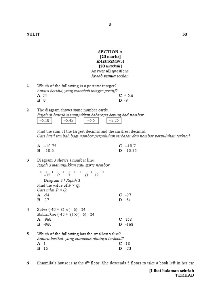 Soalan Matematik Tingkatan 2 | PDF