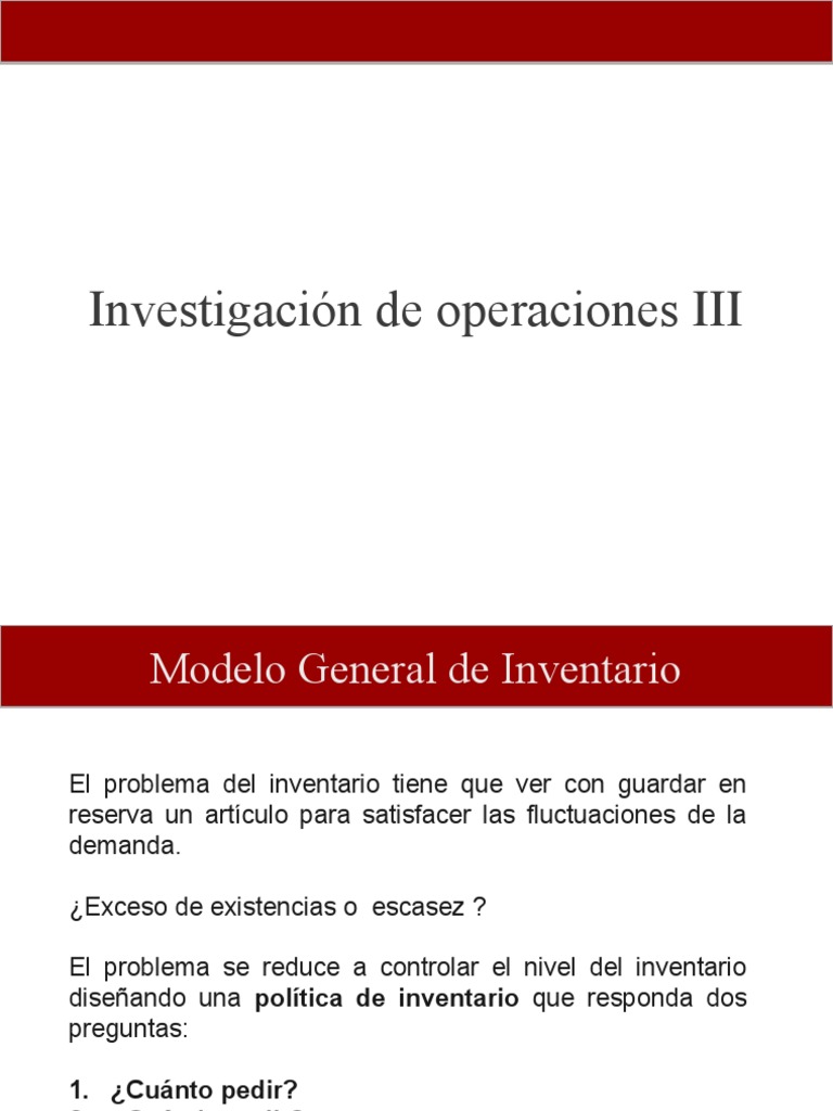 Clase 2 - Modelo General de Inventario, Modelos Estáticos Cantidad de ...