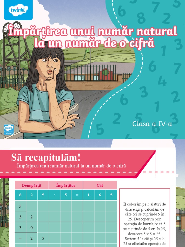 Impartirea Unui Numar Natural La Un Numar de o Cifra - PowerPoint | PDF