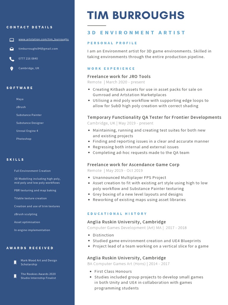 Tim Burroughs CV | PDF | Texture Mapping | 3 D Computer Graphics