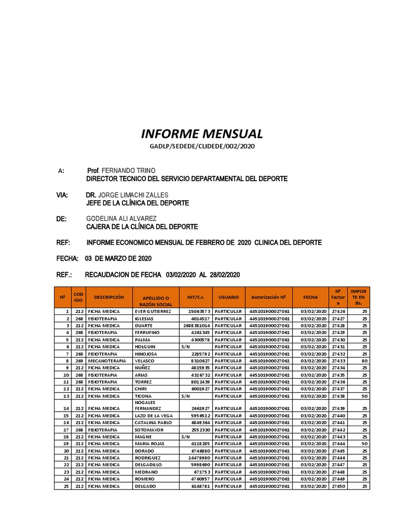 Informe Mensual | PDF