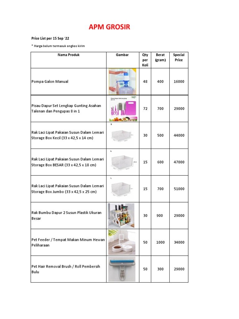 Special Price List as of Sep 15, 2022 | PDF