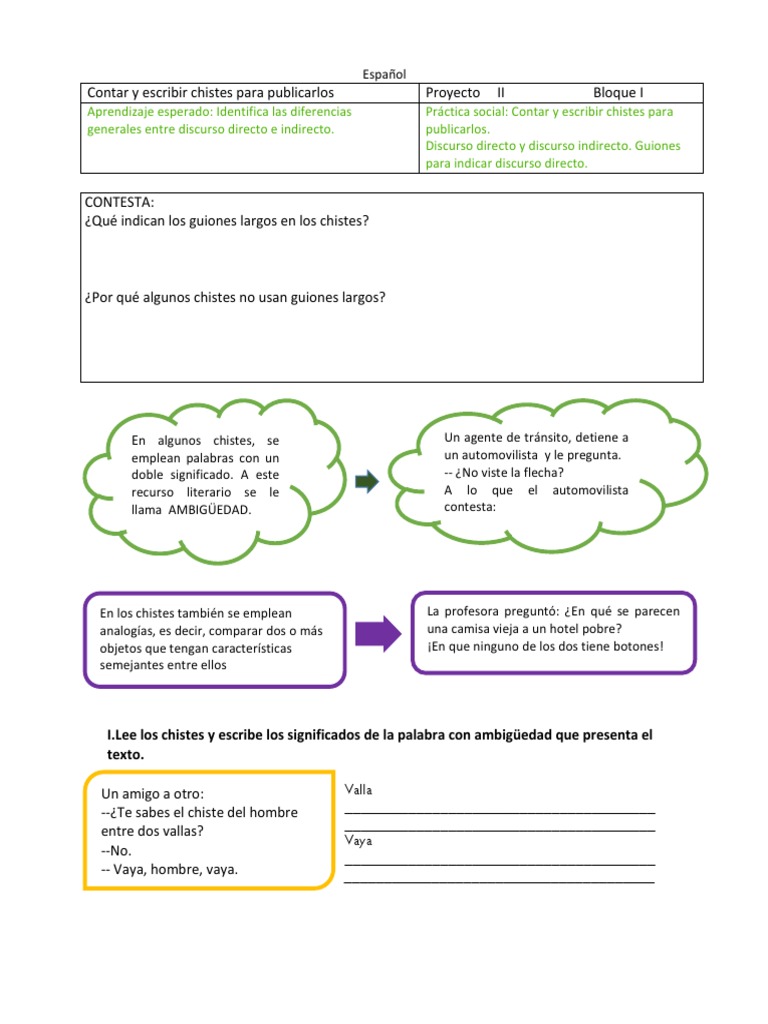 Chistes: Discurso Directo e Indirecto | PDF