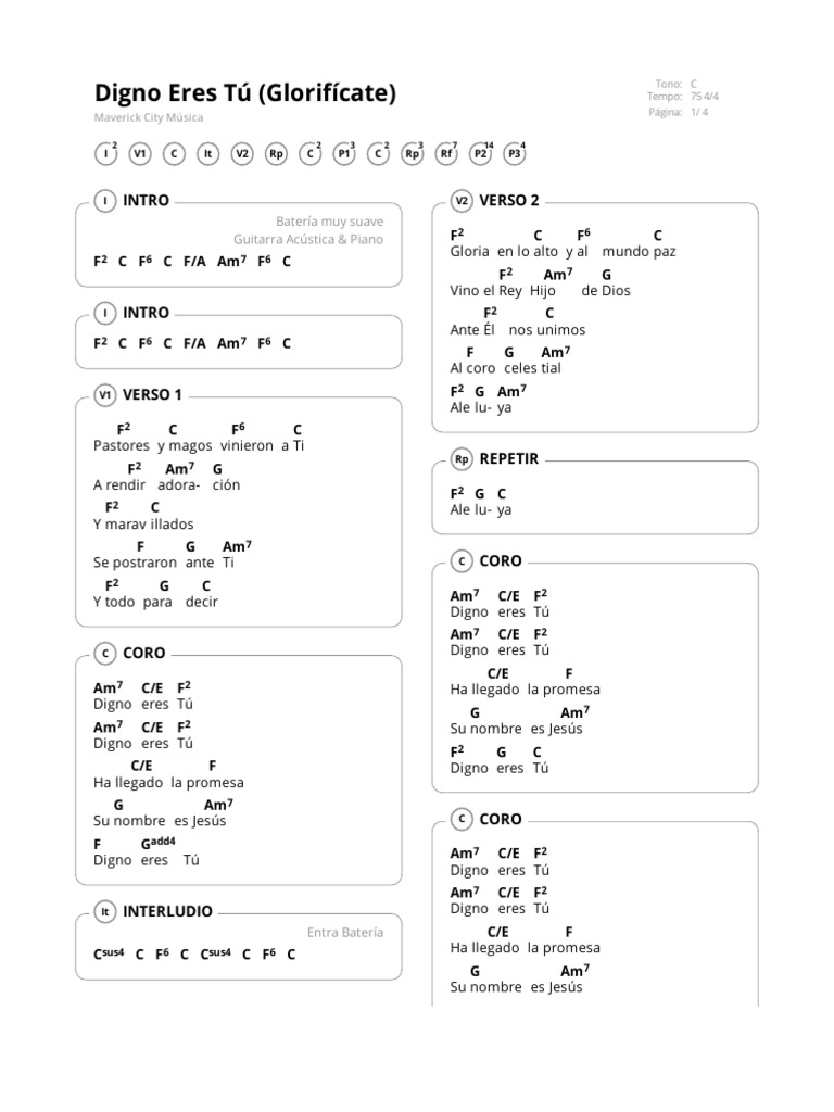 Digno Eres Tu (Glorificate) - Maverick City Musica-Simple Adoracion.C | PDF | Notación | Musicología