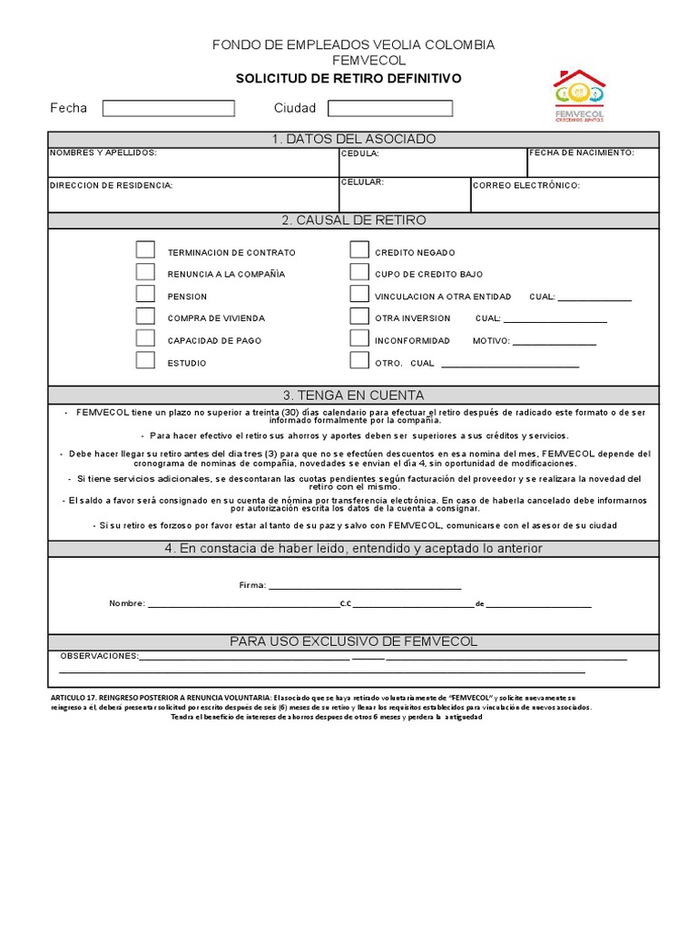 Formato Retiro | Descargar gratis PDF | Economias