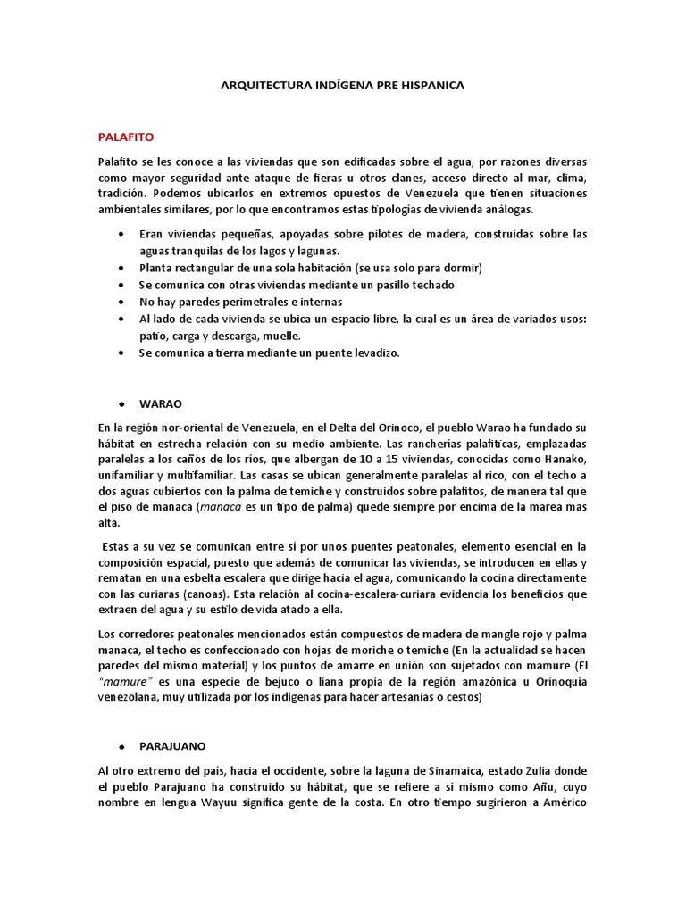 Arquitectura Indigena Pre Hispanica | PDF | Venezuela
