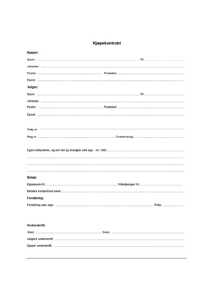 Kjopekontrakt | PDF