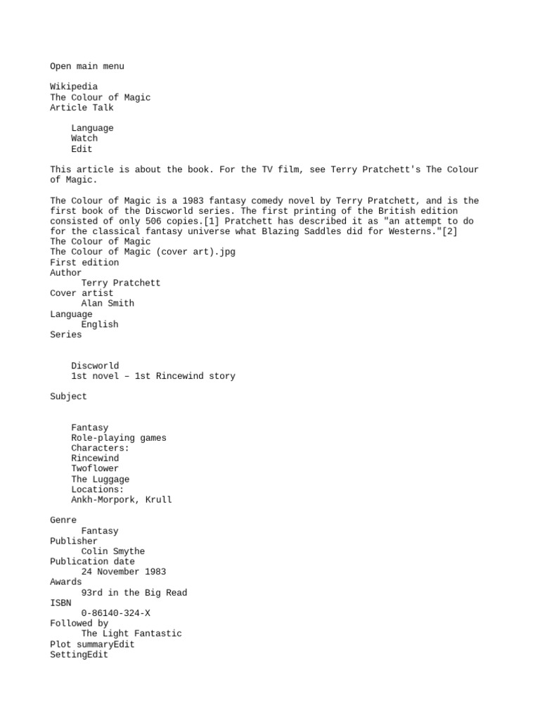 01 Colour of Magic | PDF | Fantasy Novels | Terry Pratchett