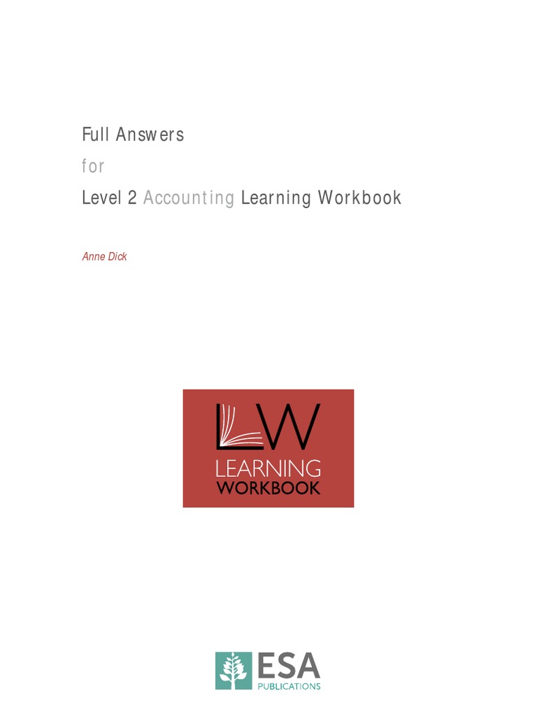 Full Answers For Level 2 Accounting Learning Work Book | PDF ...