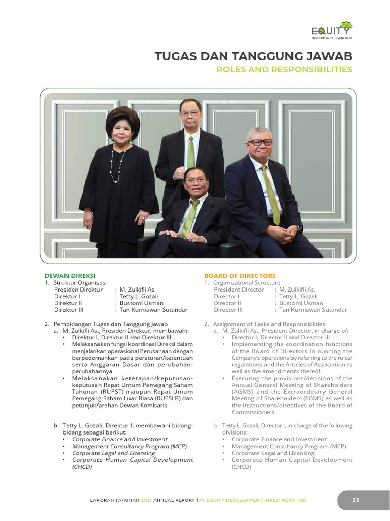 Informasi Pengurus PT Equity Development Investment | PDF | Economies ...