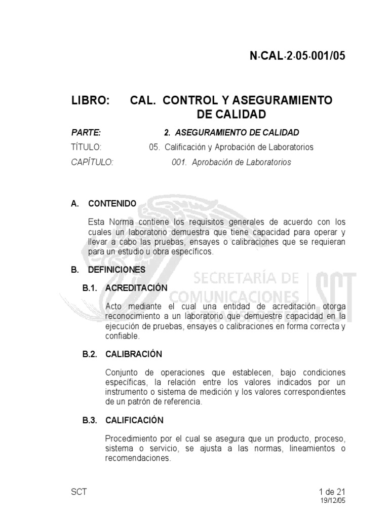 N Cal 2 05 001 05 | PDF | Calibración | Calidad (comercial)