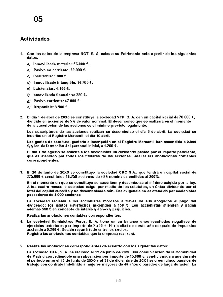 Actividades Conta | PDF | Dividendo | Compartir (Finanzas)