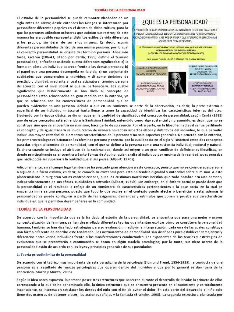 2 - 14-10-22 - Teorias de La Personalidad | PDF | Psicología de la personalidad | Yo