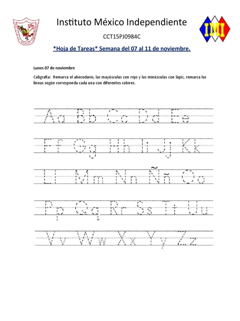 Hoja de Tareas Semana Del 07 Al 11 de Noviembre | PDF