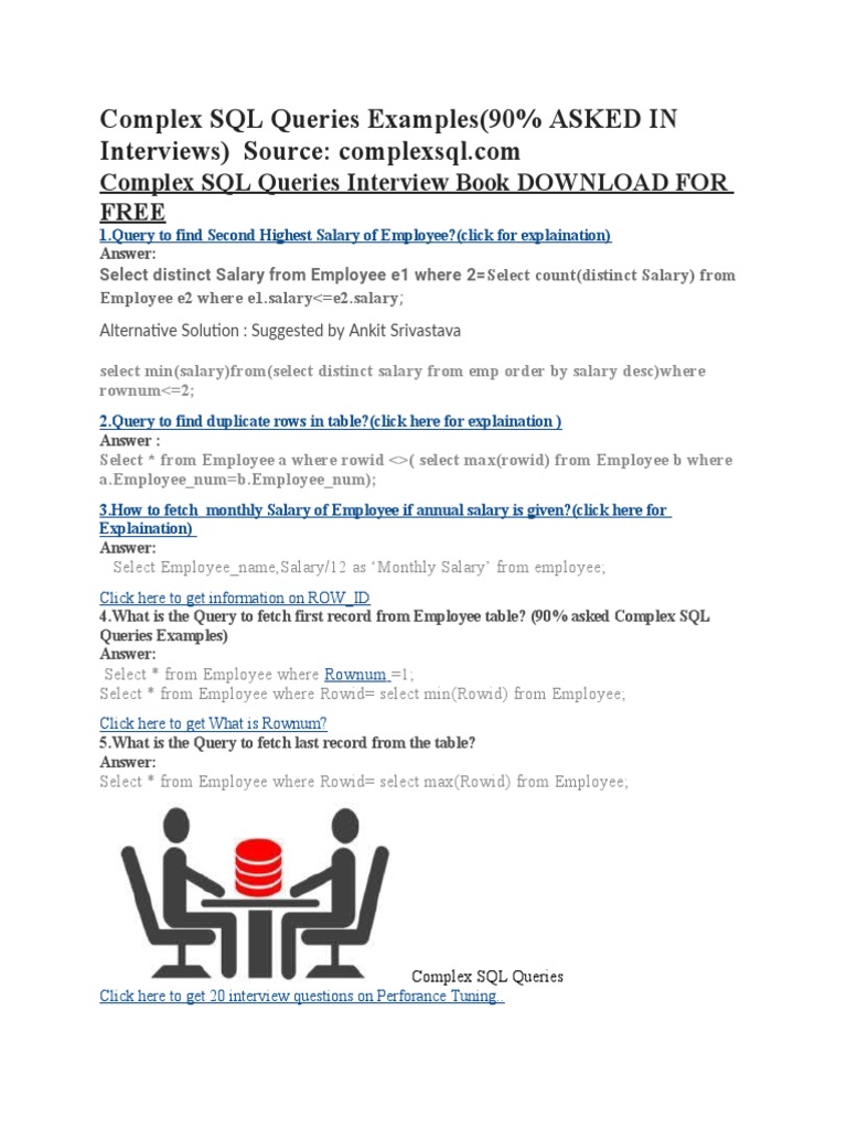 Complex SQL Queries Examples | PDF | Sql | Table (Database) Complex SQL Queries Examples | PDF | Sql | Table (Database)
