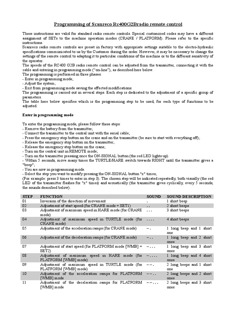 Prog rc400 g2b | PDF | Machines | Remote Control